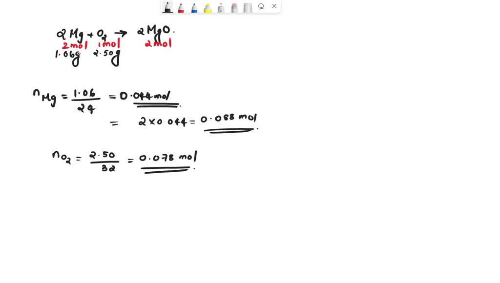 SOLVED: Consider the balanced reaction of magnesium and oxygen: 2Mg ...