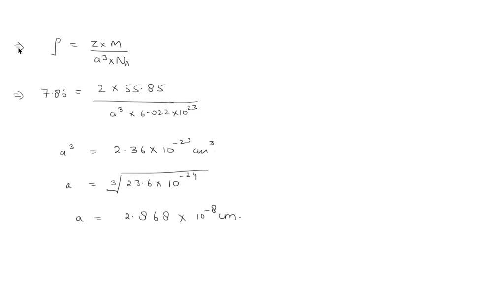 SOLVED: Iron metal (Fe) = has the following = crystal structure: [15 ...