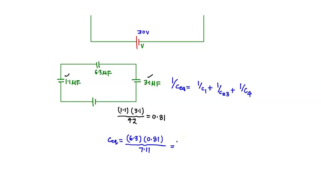 SOLVED: Consider the circuit shown below where four capacitors, C1=1.1 pF, C2=1.9 ÂµF, C3=4.4 nF ...