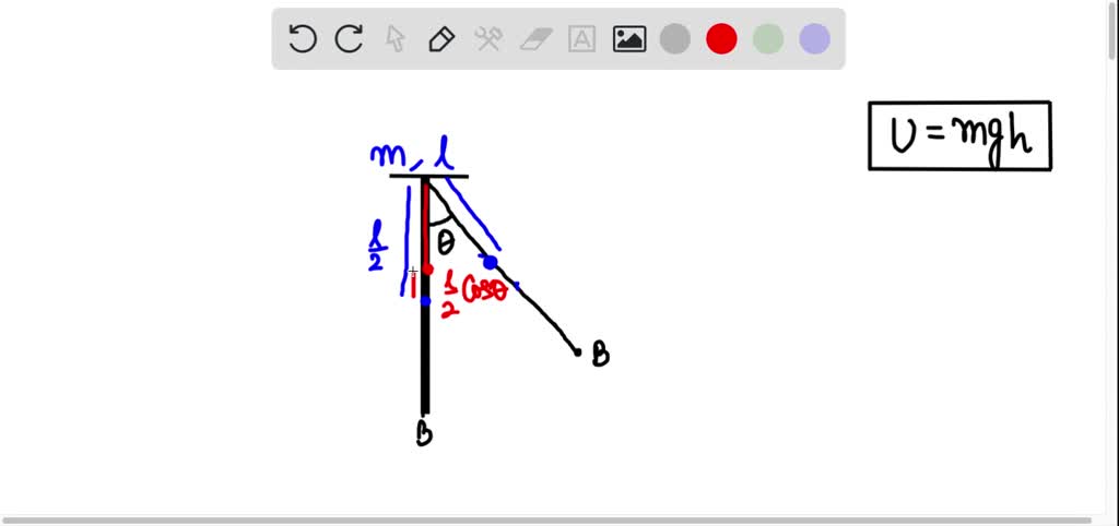 SOLVED: A uniform rod of mass m and length 1 is suspended vertically. If it is lifted to a side ...