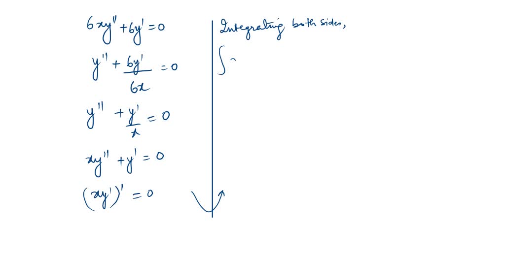 SOLVED: Solve the given differential equation. 6xy” + 6y' = 0