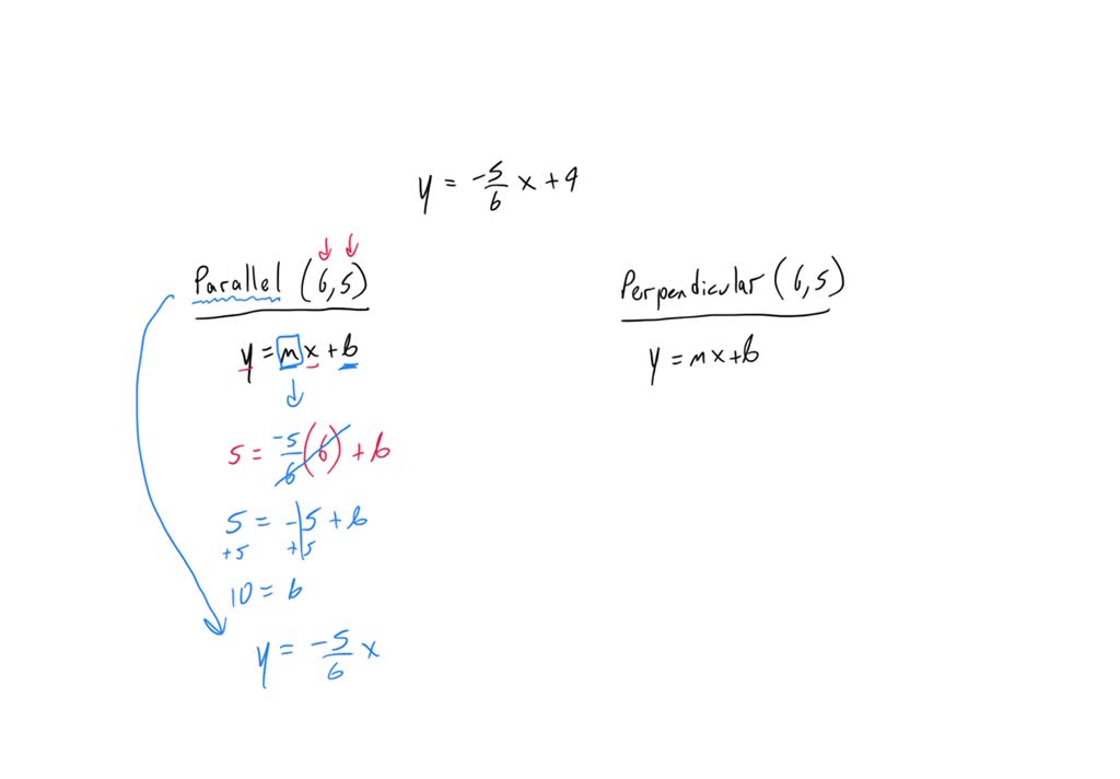 SOLVED: Consider Line 1 with the equation: y=-5/6x+6 Give the equation ...