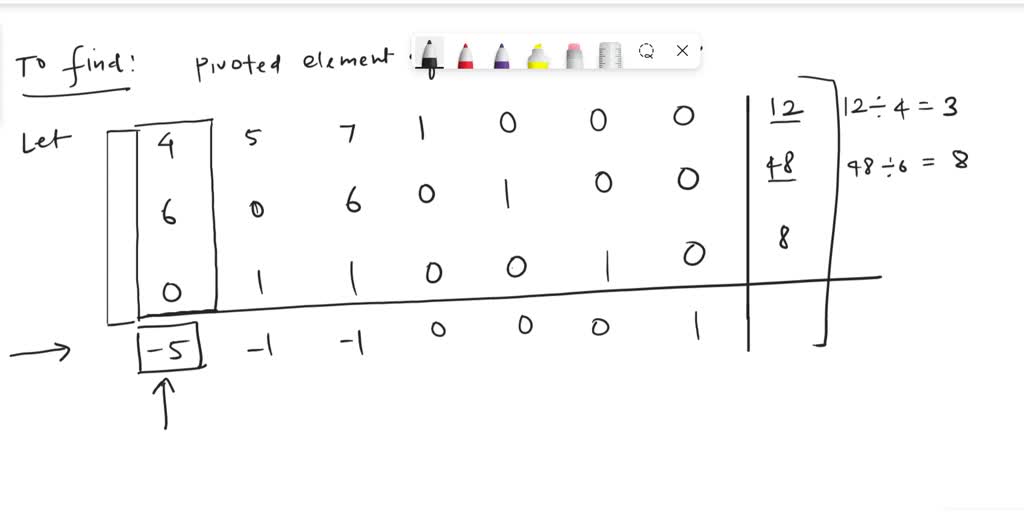 SOLVED: Determine the pivot element you would use next in the simplex ...