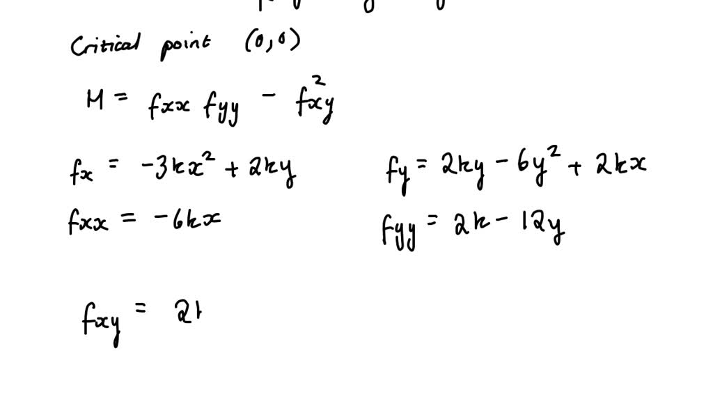 SOLVED: Multivariable function f(x,y) = ky^2 - 2y^3 - kx^3 + 2kxy The ...
