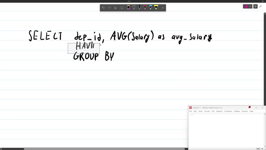 SOLVED: display the department id and its average salary for each department fill in the blanks ...