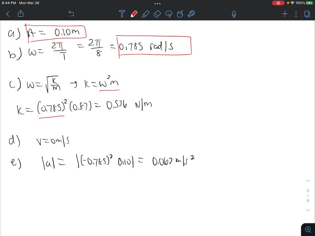 SOLVED: A 0.87-kg mass is attached to the end of a spring and set into oscillation on horizontal ...