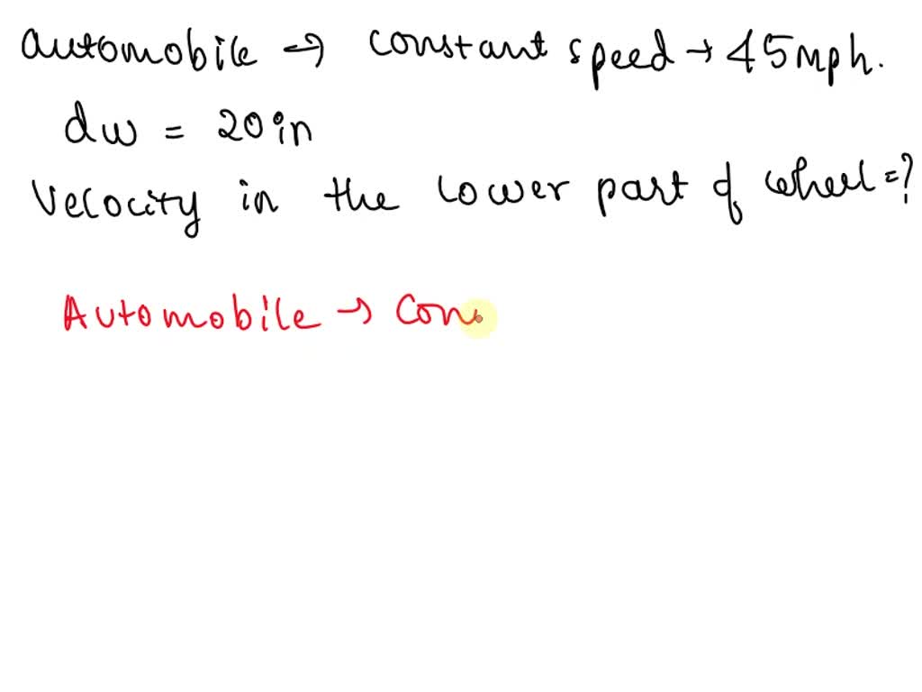 SOLVED: Dynamics An automobile travels to the right at a constant speed ...