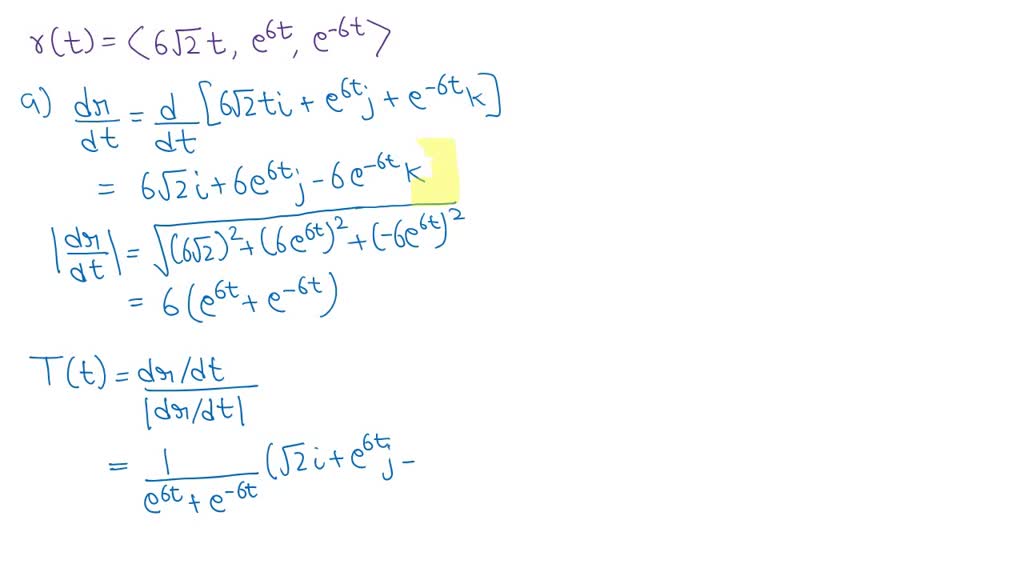 SOLVED: point) Consider the helix r(t) = (cos(-2t) , sin(-2t), -4t). Compute at / = 6 A. The ...