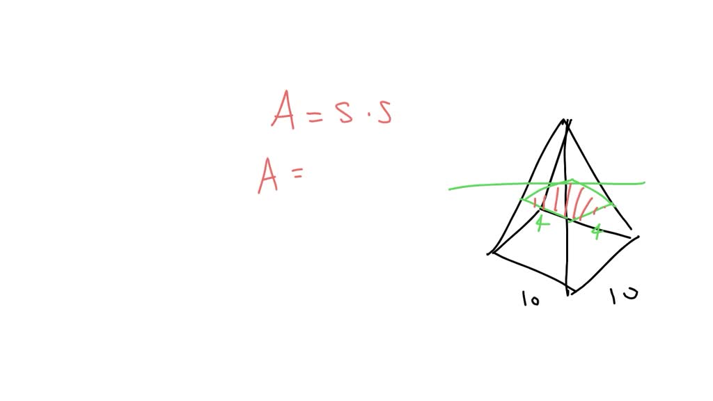 'A right rectangular pyramid is sliced parallel to the base, as shown. What is the area of the ...