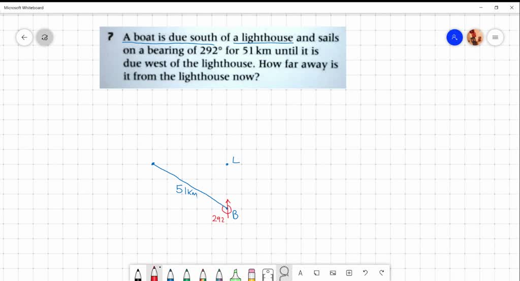 SOLVED: A boat is due south of a lighthouse and sails on a bearing of ...