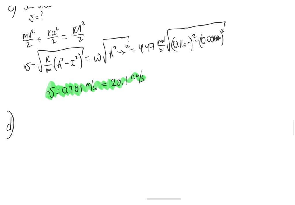 Solved A 0 400 Kg Object Attached To A Spring With A Force Constant Of 8 00 N M Vibrates In