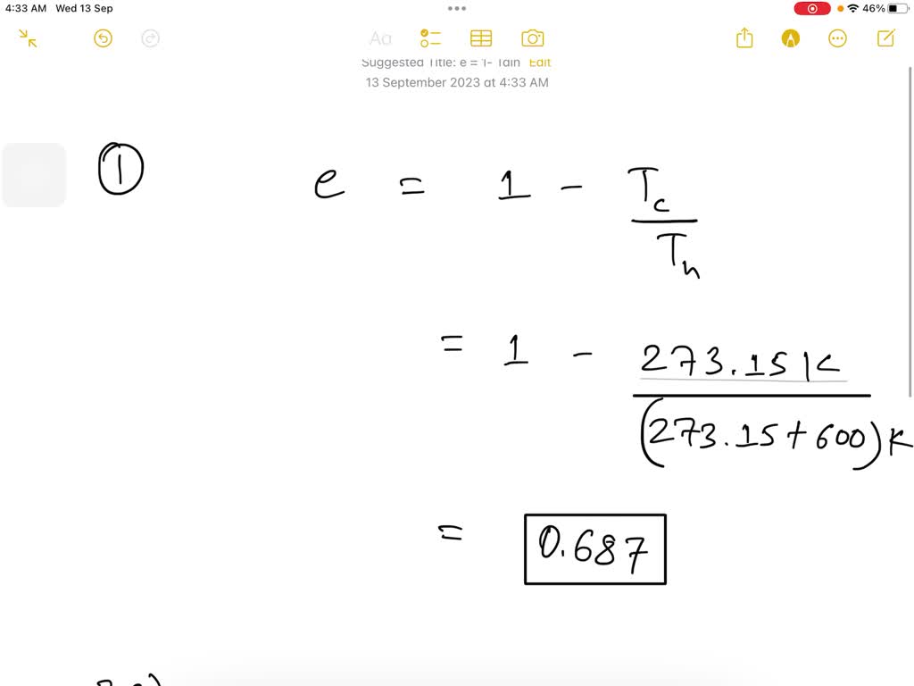 SOLVED: 3. A Carnot heat engine has a thermal efficiency of 62.5 ...