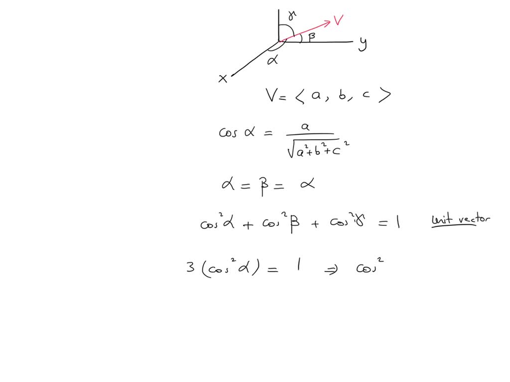 10. A vector in ℝ° makes equal angles with the coordinate axes. Determine the size of each of ...