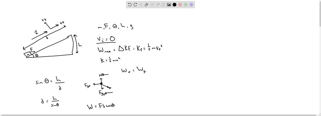 SOLVED: Starting from rest, a crate of mass m is pushed up a frictionless slope of angle theta ...
