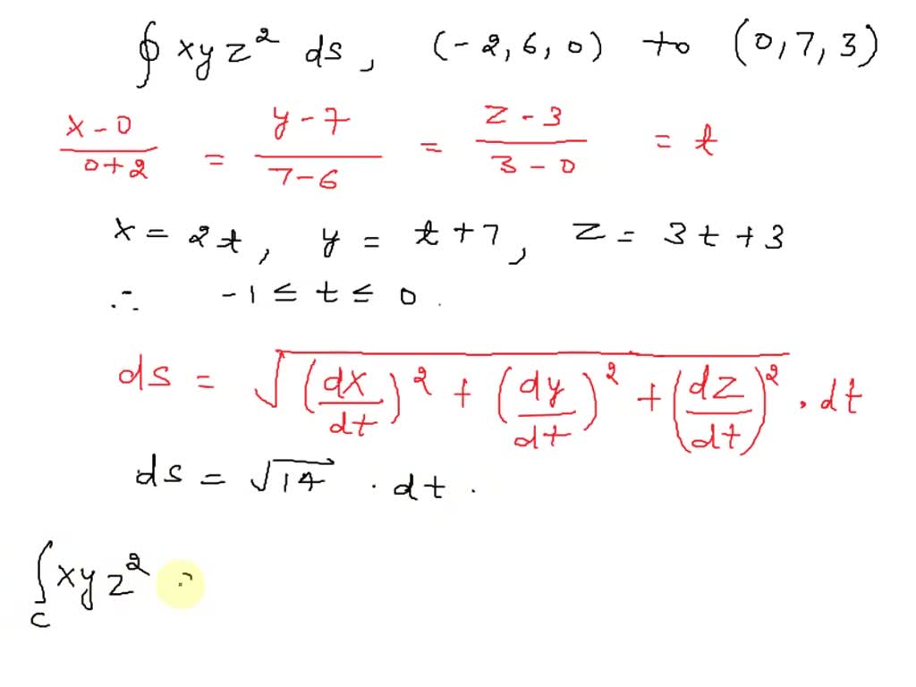 SOLVED: Evaluate the line integral, where C is the given curve xyz2 ds ...