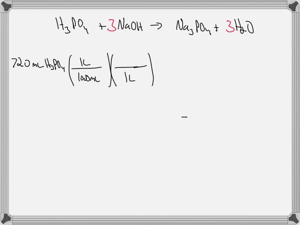 SOLVED: Solution of phosphoric acid (H3PO4) with known concentration of 0.250 M H3PO4 is ...