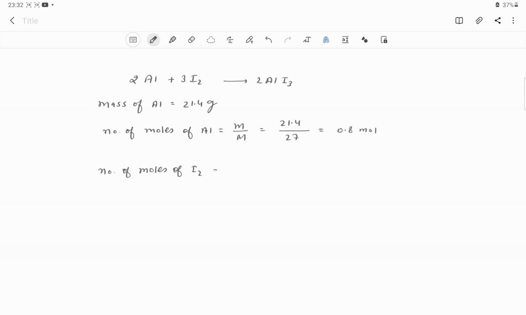 SOLVED: Calculate the mass of AlI3(s) formed by the reaction of 35.0 g ...