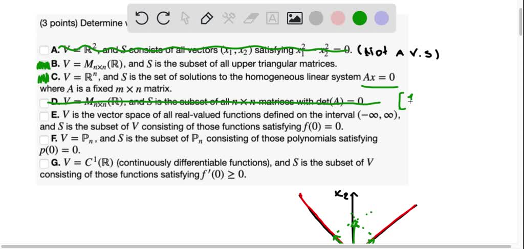 SOLVED: 3 points) Determine whether the given set S is a subspace of ...