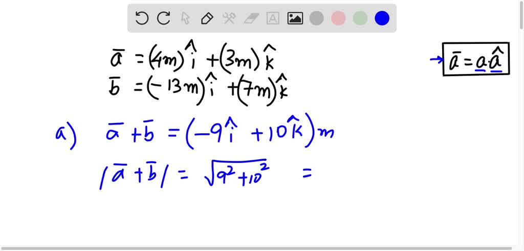 Solved A In Unit Vector Notation What Is The Sum A⃗ B⃗ If A⃗ 4 0 M