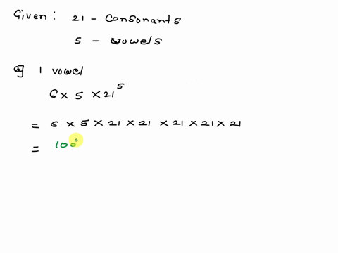The English alphabet contains 21 consonants and five vowels. How many ...