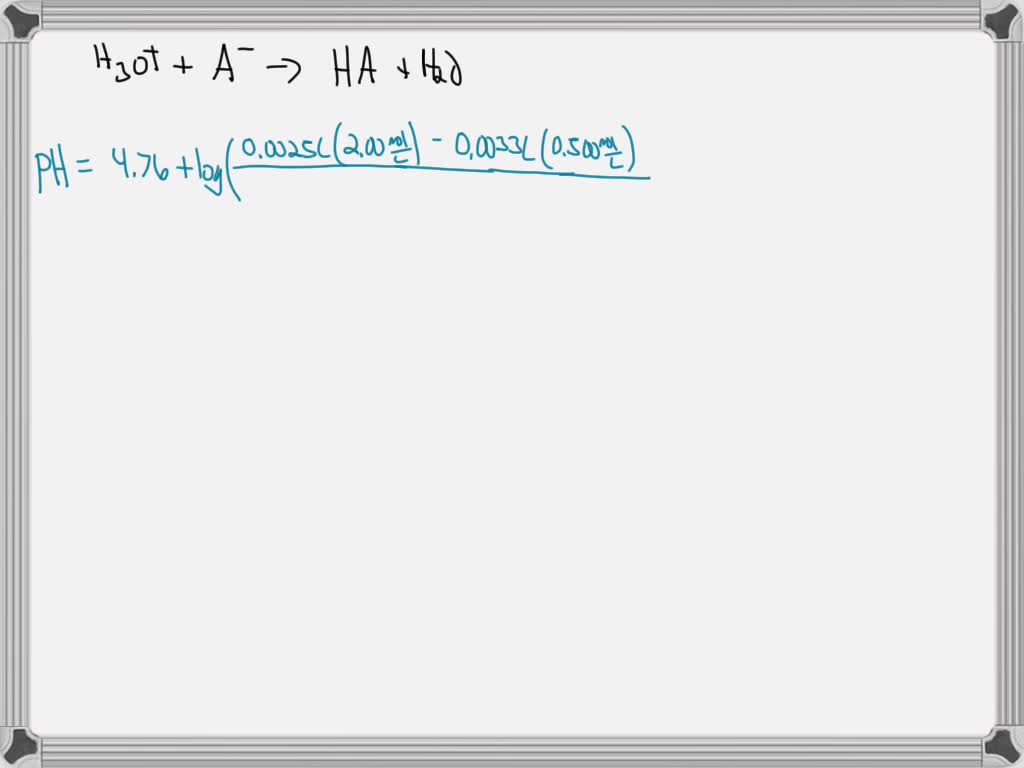 SOLVED: A buffer solution is prepared by mixing 2.50 mL of 2.00 M sodium acetate with 3.30 mL of ...