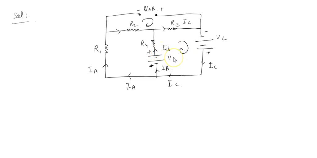 SOLVED: In the circuit below, the currents are named IA, IB, and IC ...