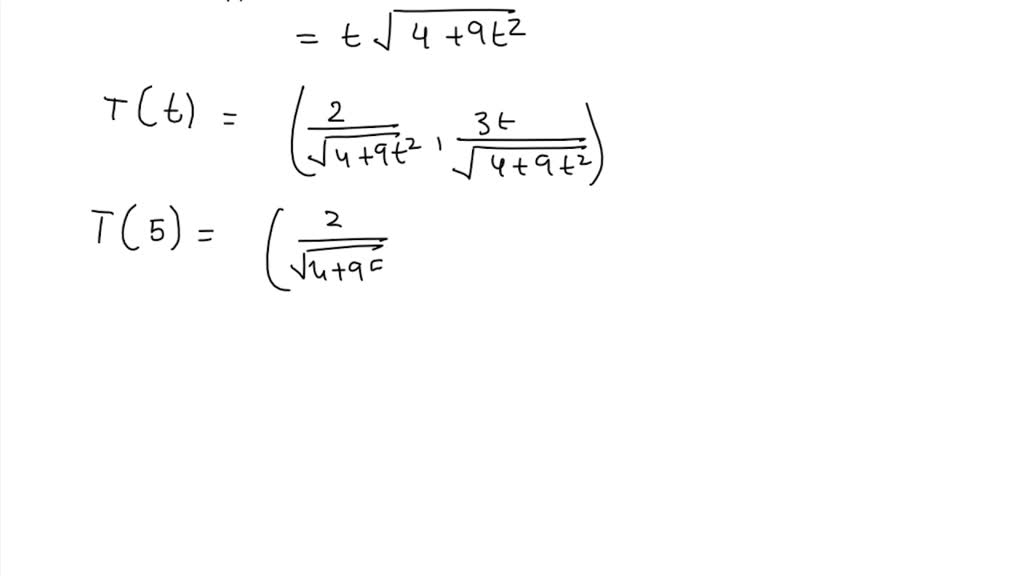 SOLVED: For the given position vectors r(t) compute the unit tangent vector T(t) for the given ...