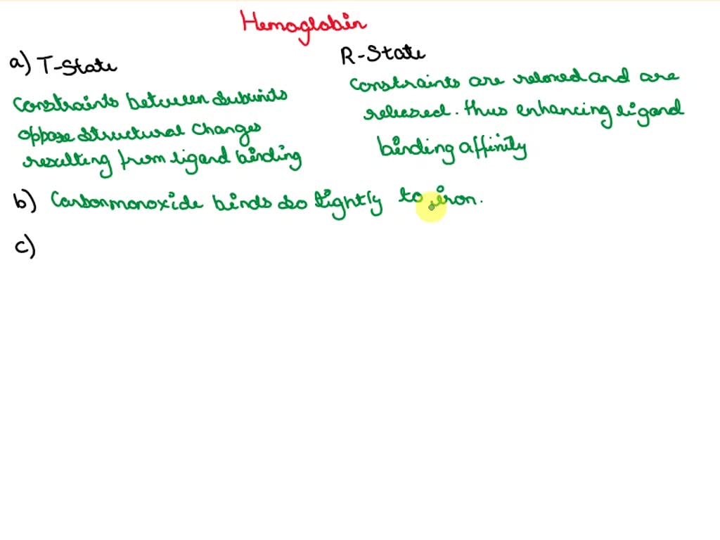SOLVED: What is the difference between the T R states of hemoglobin ...