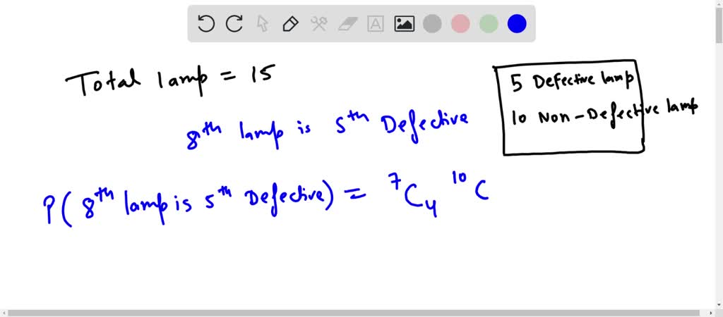 A box contains 5 defective and 10 non-defective lamps. Eight lamps are ...
