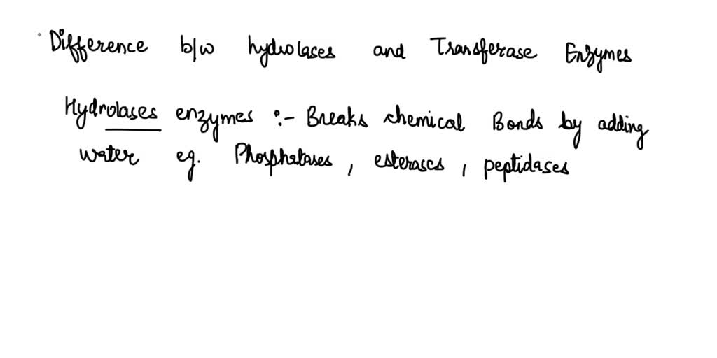 SOLVED: d) Write the differences between hydrolases and transferases ...