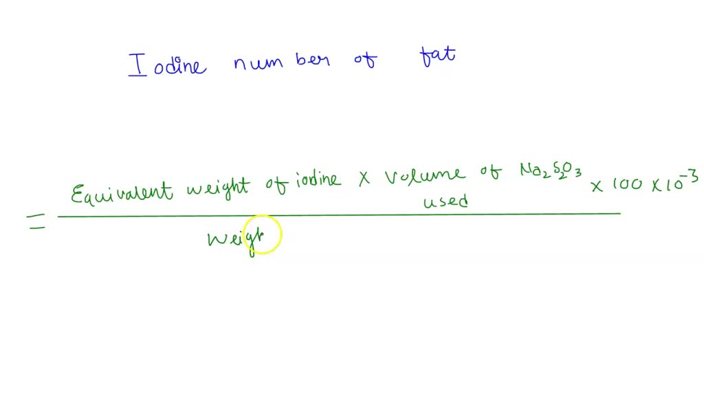 SOLVED: If 0.2g of oil consumed 1ml of sodium thiosulfate, calculate ...