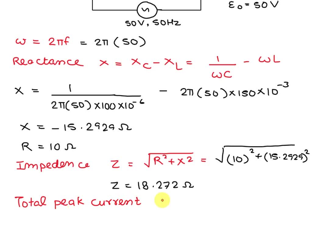 SOLVED: A resistance of 102Î©, an inductance of 150mH, and a capacitor ...