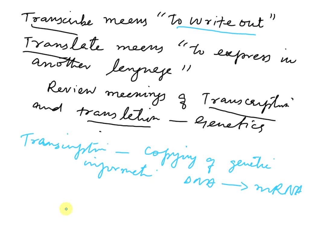 SOLVED: The word transcribe means "to write out." The word translate ...