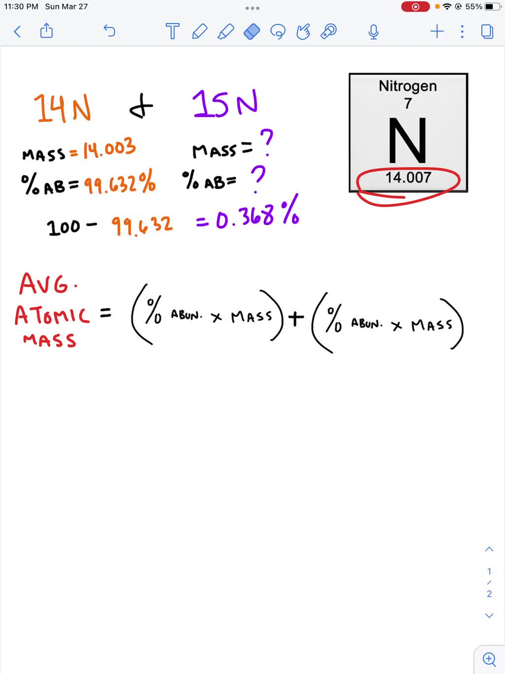 SOLVED: There are two naturally occurring nitrogen isotopesâ€”14N and ...