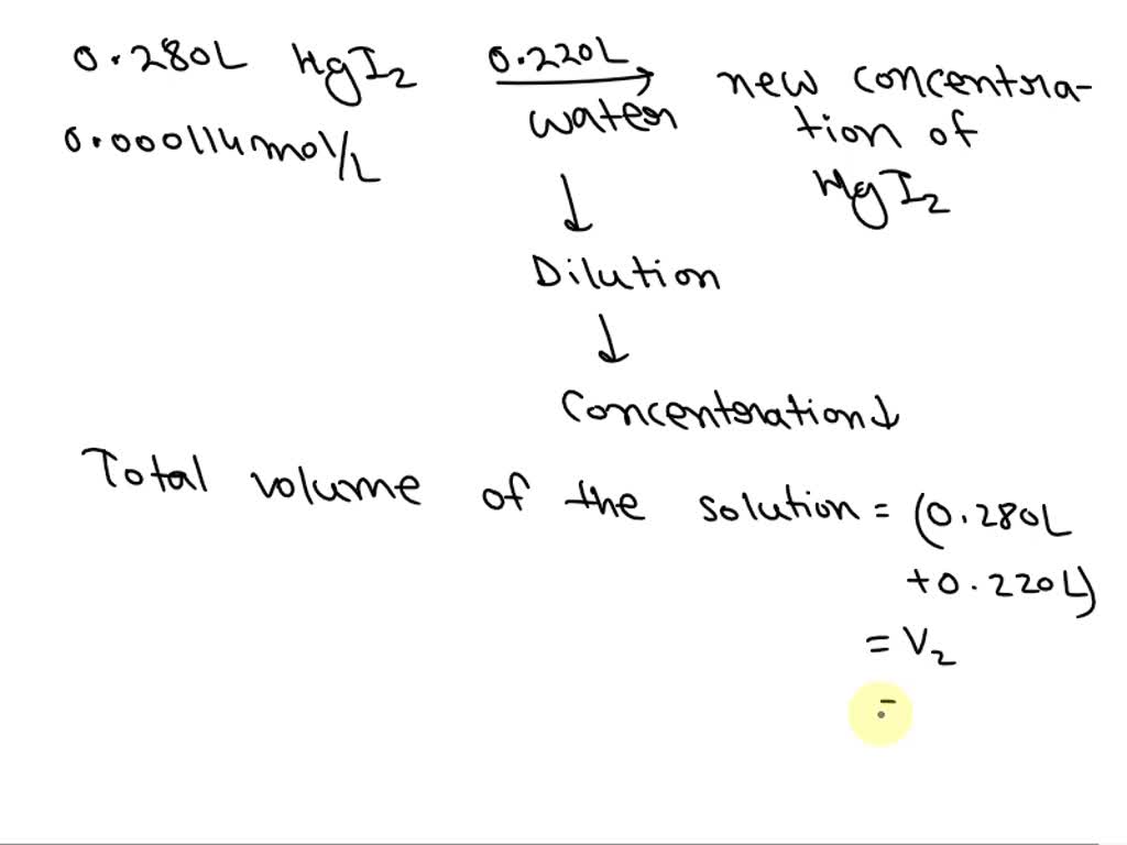 SOLVED: A chemist makes 850 mL of mercury(II) iodide working solution ...
