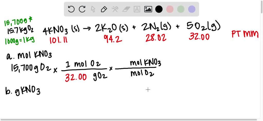 SOLVED: Be sure t0 answer all parts Potassium nitrate decomposes on ...