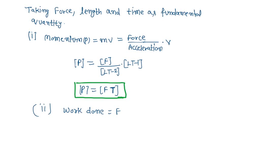 SOLVED: Assuming force, length, and time as fundamental quantities ...
