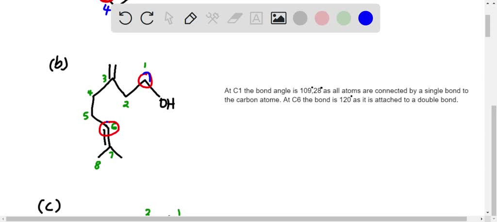 SOLVED: Predict all bond angles about each highlighted carbon atom. SOLVED: Predict all bond angles about each highlighted carbon atom.