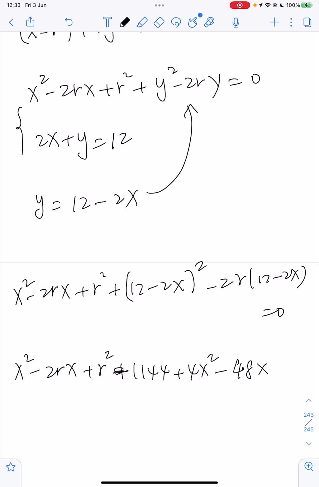 SOLVED: Circle (with radius r) lies only in the first quadrant, touches ...