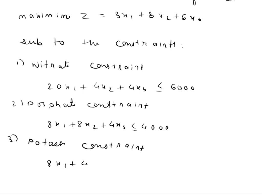 SOLVED: The Plant Power Fertilizer Company makes three types of fertilizer: 20-8-8 for lawns, 4 ...