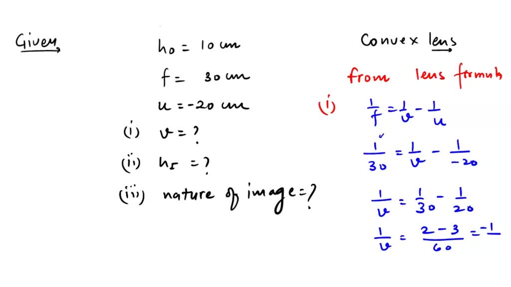 SOLVED: A 10cm tall object is placed perpendicular to the principal axis of a convex lens of ...