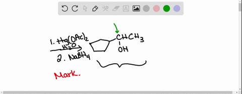 Show the following oxymercuration of an alkene using hgqac...