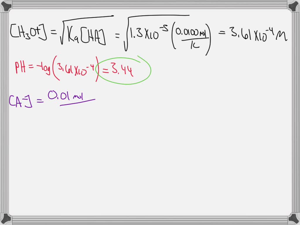 SOLVED: 4.We dissolve 0.0100 mole of propanoic acid in sufficient water ...