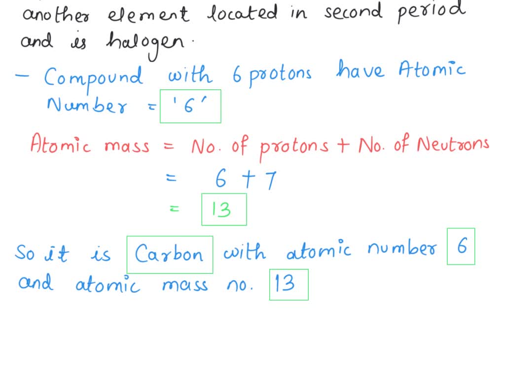 SOLVED: A molecule is composed of one atom having 6 protons and 7 ...