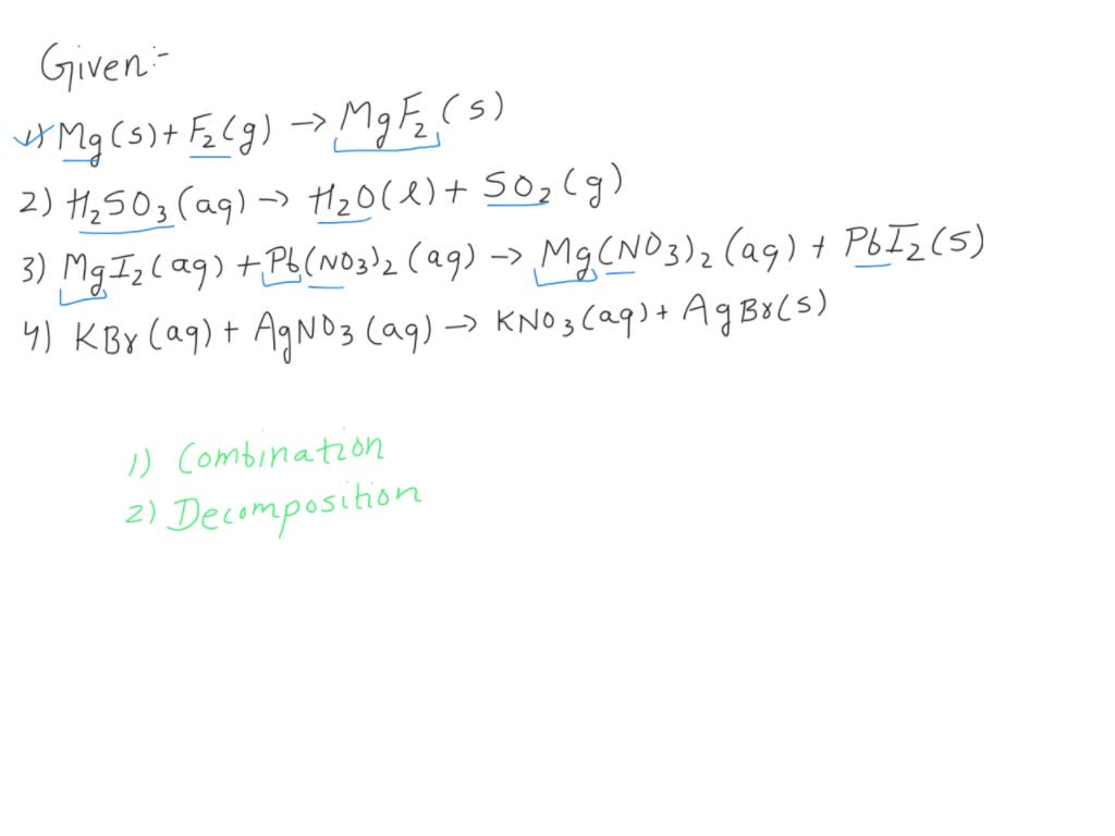 SOLVED: 2) Match the following reactions with the reaction type. You ...