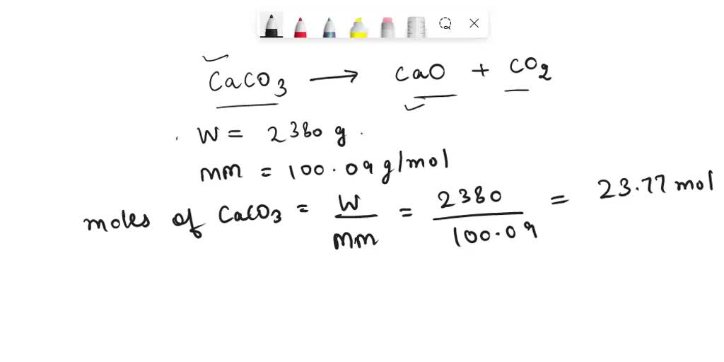 SOLVED: When solid calcium carbonate (CaCO3) is heated, it decomposes to form solid calcium ...