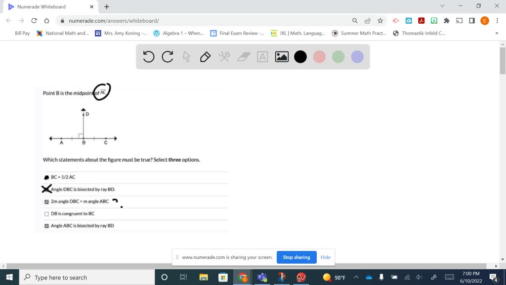 SOLVED: "Please help as soon possible! :'( Point B is the midpoint of Ac Which statements about ...