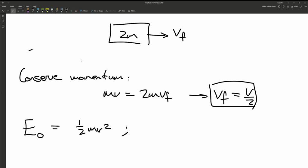 SOLVED: In a totally inelastic collision between two equal masses, with one initially at rest ...