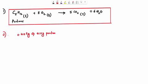Combustion of hydrocarbons such as pentane (C5H12) produces...