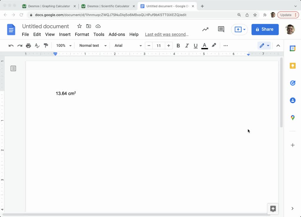 SOLVED: What is the area of a rectangle that is 3.1 cm wide and 4.4 cm ...
